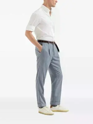 Brunello Cucinelli Cashmere And Silk Houndstooth Flannel Trousers With Pleats