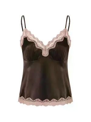 Gold Hawk Lace-trim Camisole Top - Brown