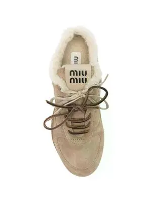 Miu Miu Shearling-trim Low-top Sneakers
