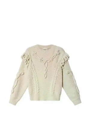 MARANT ETOILE Aran Knit Fringed Sweater - Neutrals