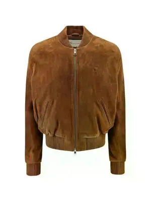 AMI Paris De Coeur Suede Jacket - Brown