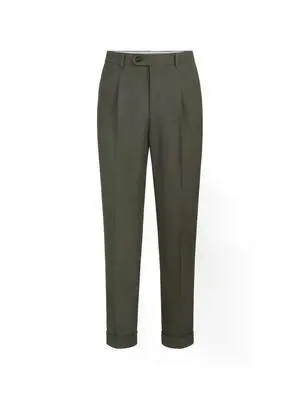 Brunello Cucinelli Virgin Wool Canvas Trousers With Pleat - Green