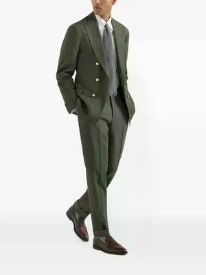 Brunello Cucinelli Virgin Wool Canvas Trousers With Pleat