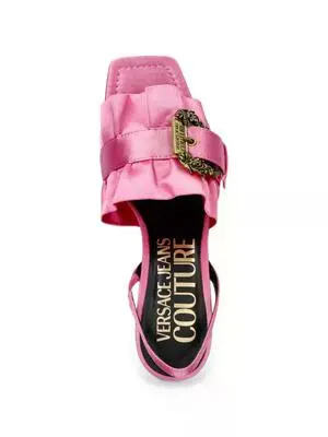 Versace Ruffled Buckle Detail Slingback Sandals - Pink