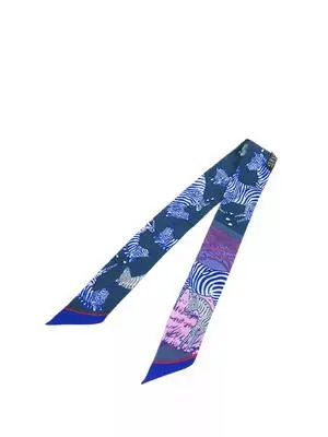 Hermès 2000-2026 Les Zebres Silk Twilly Scarf Scarves - Blue