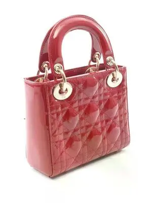 Dior 2000-2026 Mini Patent Cannage Lady Satchel - Red