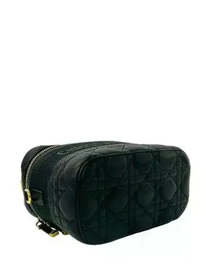 Dior 2000-2026 Small Lambskin Cannage Diortravel Vanity Case Satchel - Black