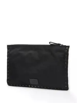 Valentino Garavani Nylon Rockstud Zip Pouch Clutch Bag