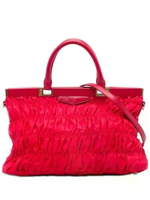 Prada 2010-2026 Tessuto Gaufre Frame Satchel - Red