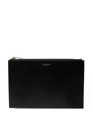 Saint Laurent 2016 Leather Zip Clutch Bag - Black