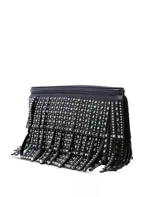 Prada Leather Crystal Embellished Fringe Clutch Bag