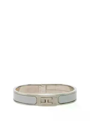Hermès 2015-2026 Palladium Plated Enamel Jet Bracelet Costume Bracelet - Grey