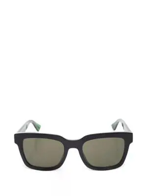 Gucci 2010s Web-stripe Square Sunglasses - Black