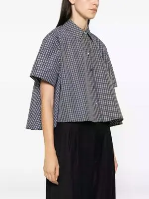 Loewe Check Pattern Cropped Shirt