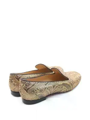 CHRISTIAN LOUBOUTIN Opera Floral-jacquard Flat Shoes - Gold