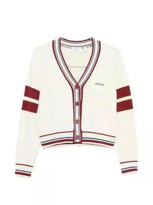 Off-White Striped-trim Cropped Cardigan - Neutrals