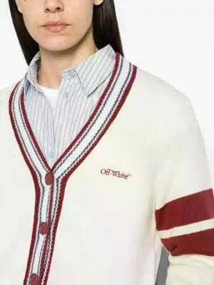 Off-White Striped-trim Cropped Cardigan