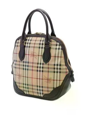 Burberry Haymarket Check Coated Canvas Orchard Bowling Bag Satchel