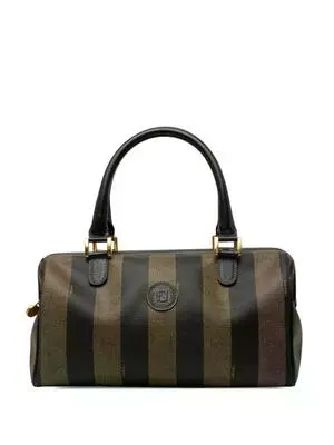 Fendi 20th Century Pequin Coated Canvas Boston Bag - Black