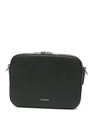 Sandro Small Zip-fastening Cross-hatch Messenger Bag - Green