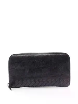 Bottega Veneta 2010s Intrecciato Karung Wallet - Black