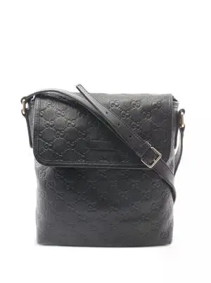 Gucci 2000s Guccissima Leather Shoulder Bag - Black