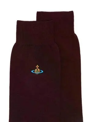 VIVIENNE WESTWOOD Orb-embroidered Socks - Red