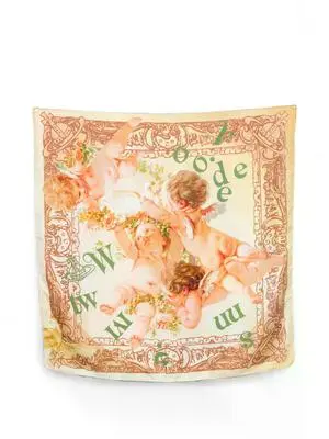VIVIENNE WESTWOOD Cherub-print Square-shape Scarf - Neutrals
