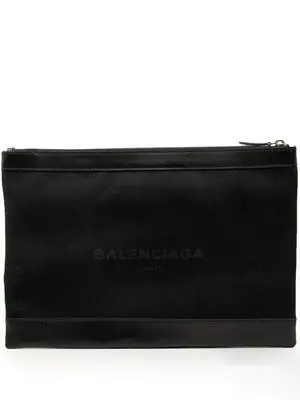 Balenciaga Canvas Navy Clip L Clutch Bag