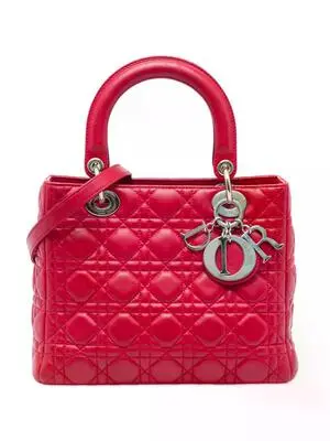 Dior 2011 Medium Calfskin Cannage Lady Satchel - Red