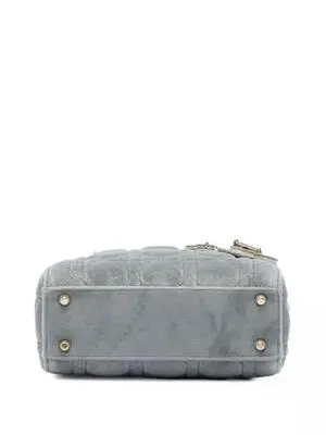 Dior 2019 Mini Velvet Cannage Lady Satchel - Grey