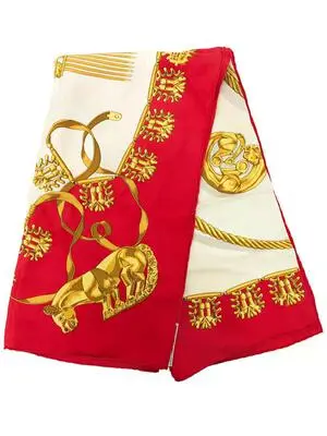 Hermès 1980-2010 Les Cavaliers D Or Silk Scarf 90 Scarves - Red