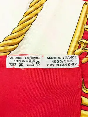 Hermès 1980-2010 Les Cavaliers D Or Silk Scarf 90 Scarves - Red