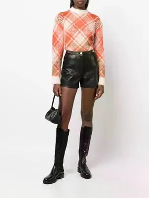Maje Logo-plaque Leather Shorts