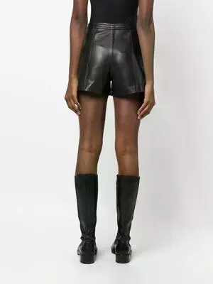 Maje Logo-plaque Leather Shorts