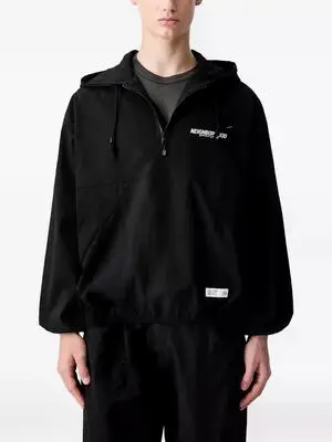 NEIGHBORHOOD Logo-print Quarter-zip Hooded Hoodie Jacket - Black
