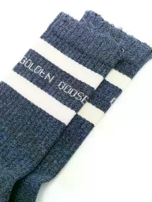 GOLDEN GOOSE Striped Logo Socks