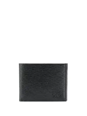 FERRAGAMO Gancini Leather Fold-over Wallet - Black