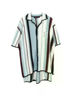 LOUIS VUITTON 2010s Logo-embroidered Striped Shorts Set - Blue