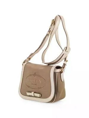 Prada Logo Jacquard Bow-detail Shoulder Bag - Brown