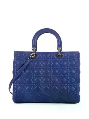 Dior Gm Lady Cannage Tote Bag - Blue
