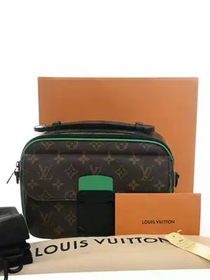 LOUIS VUITTON Monogram Macassar S Lock Messenger Bag Satchel - Brown
