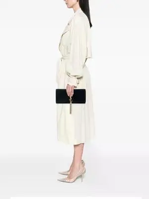 Saint Laurent Suede Monogram Kate Tassel Clutch Bag - Black