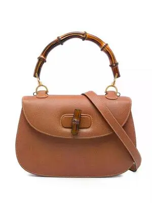 Gucci 2000-2015 Small Calfskin Bamboo Top Handle Bag Satchel - Brown