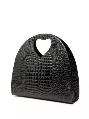 Saint Laurent 20th Century Croc Embossed Patent Handbag - Black