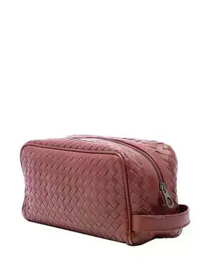 Bottega Veneta 2012-2026 Nappa Intrecciato Travel Pouch Clutch Bag - Red