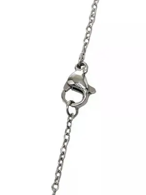 Hermès Palladium Plated Lacquered 'h' Pendant Necklace - Orange