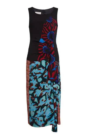 Dries Van Noten Patchwork Crepe Midi Dress - Print