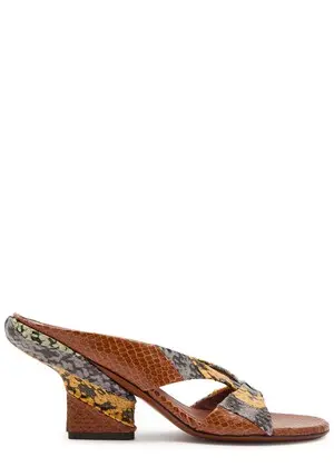 Dries Van Noten Patchwork Crocodile-effect Leather Mules