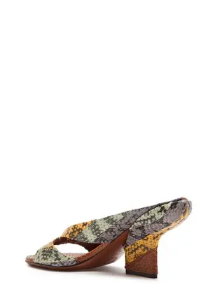 Dries Van Noten Patchwork Crocodile-effect Leather Mules